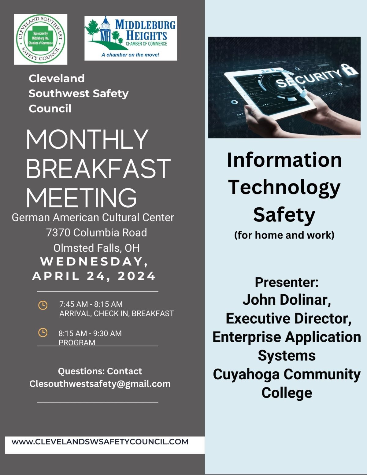 Information Technology Safety – Cleveland Southwest Safety Council